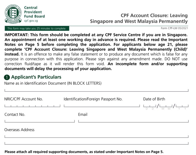 放弃新加坡PR也要等到65岁才可以拿回CPF吗? - FoodieSG